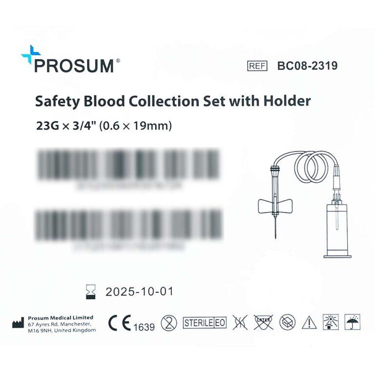 Prosum® Safety Blood Collection Set with Holder 25x 23G x 3/4" (0.6mm x ...